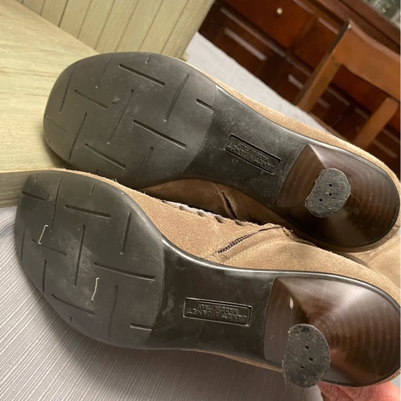 janet & janet | Shoes | Janet Janet Beige Suede Side Zip Up Kitten Heel ...